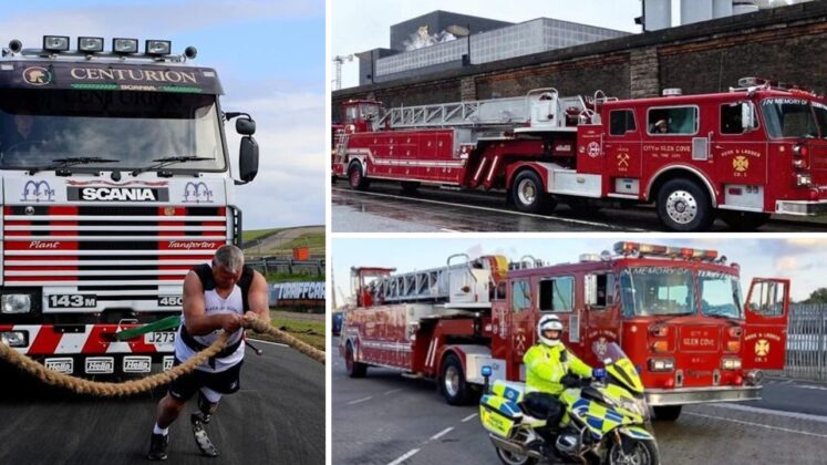 Giant American fire engines and Guinness World Record attempt at ...